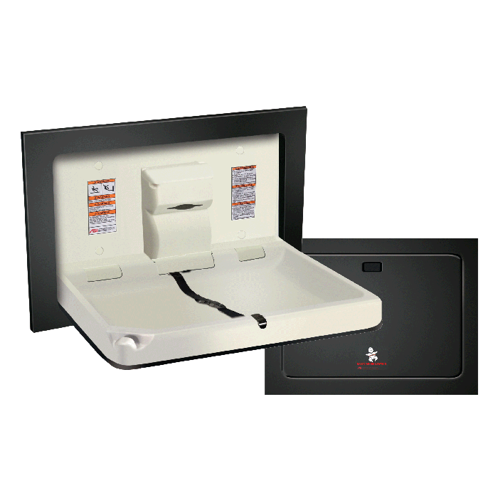 Baby Changing Station, Horizontal - Matte Black, Recessed - ASI 10-901 ...
